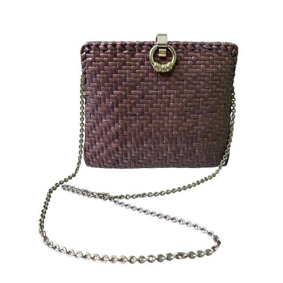 Rodo | Bags | Rodo Italy Vintage Brown Wicker Gold Chain Crossbody Bag ...